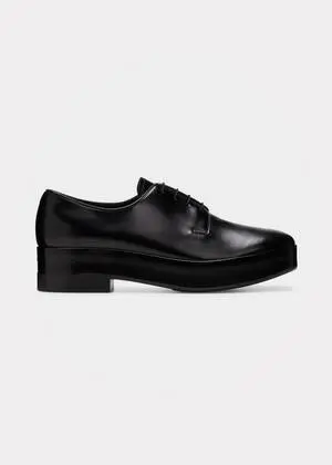 Prada Brushed Leather Derby Shoes Nero