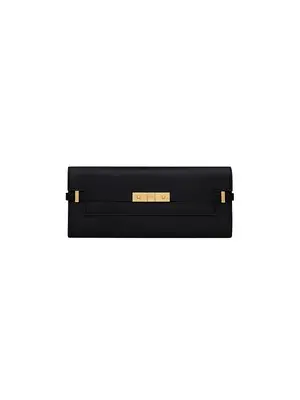 Saint Laurent Manhattan Clutch In Box Leather - Nero