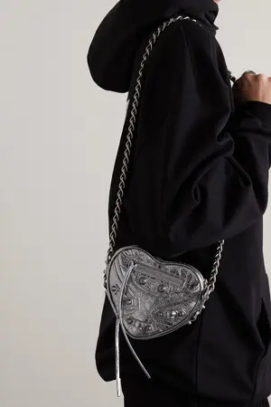 Balenciaga Le Cagole Heart Mini Shoulder Bag - Silver