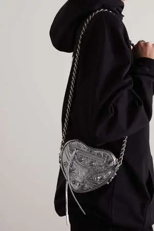 Balenciaga Le Cagole Heart Mini Shoulder Bag - Silver