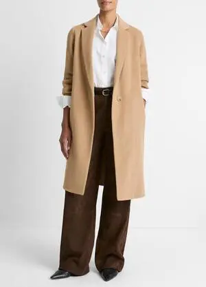 Vince Vince Classic Wool-Blend Straight Coat Camello