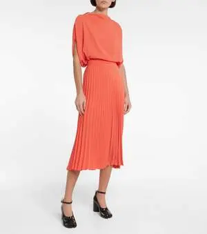 MAISON MARGIELA Pleated Crêpe Midi Skirt - Red