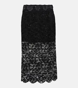 Rabanne Layered Lace Midi Skirt