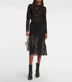 Rabanne Layered Lace Midi Skirt