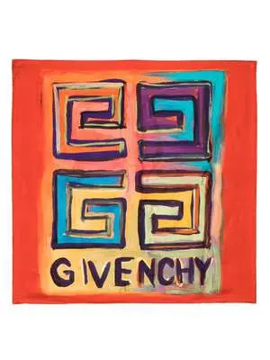 Givenchy Hand-painted Logo Silk Scarf