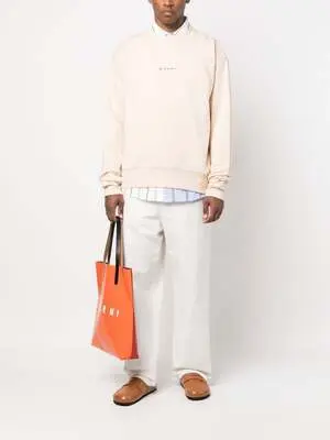 Marni Logo-print Crew-neck Sweatshirt - Neutrals