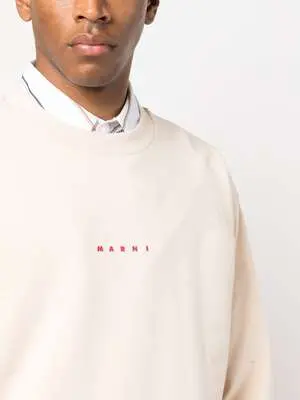 Marni Logo-print Crew-neck Sweatshirt - Neutrals