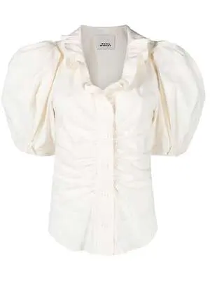 Puff-Sleeve Silk Blouses 