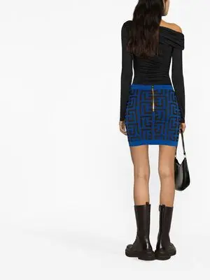 Balmain Monogram Pattern Miniskirt