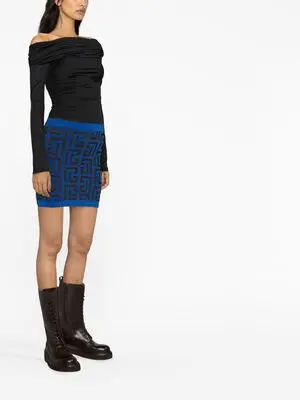 Balmain Monogram Pattern Miniskirt