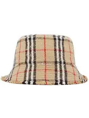 Burberry Vintage Check Bouclé Bucket Hat - Brown