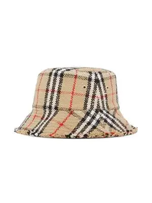 Burberry Vintage Check Bouclé Bucket Hat - Brown