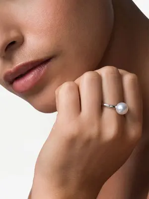 AUTORE MODA 10kt White Gold South Sea Pearl Ring - Silver