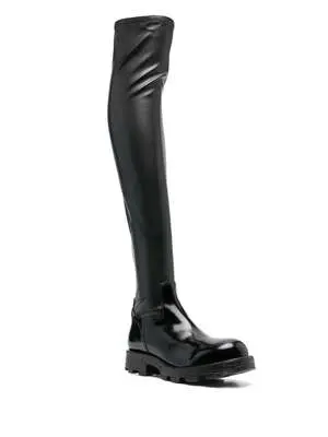 DIESEL® D-hammer High-shine Leather Thigh-high Boots