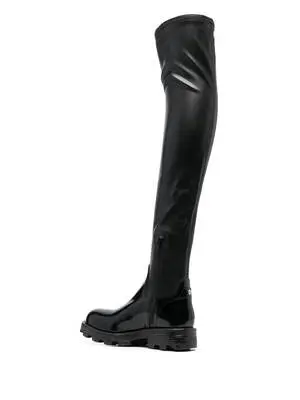DIESEL® D-hammer High-shine Leather Thigh-high Boots