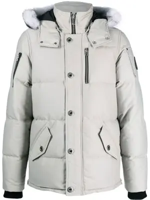 Moose Knuckles Faux-fur Trim Padded Parka - Grey