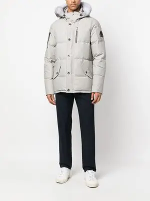 Moose Knuckles Faux-fur Trim Padded Parka - Grey