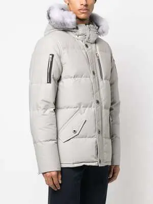 Moose Knuckles Faux-fur Trim Padded Parka - Grey