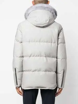 Moose Knuckles Faux-fur Trim Padded Parka - Grey