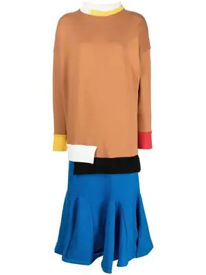 ENFOLD Colour-block Jersey-knit Dress