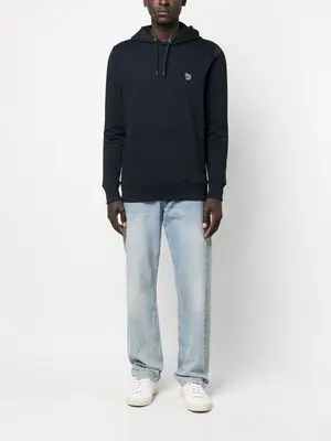 Paul Smith Logo Patch Long Sleeve Hoodie - Blue