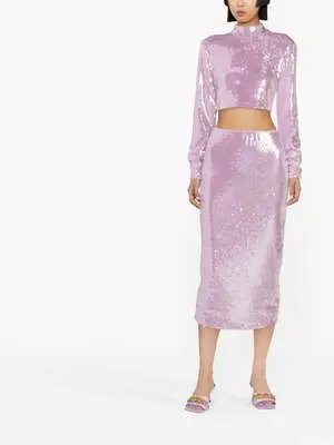 ROTATE BY BIRGER CHRISTENSEN Sequin-embellished Crop Top