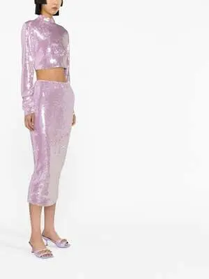 ROTATE BY BIRGER CHRISTENSEN Sequin-embellished Crop Top