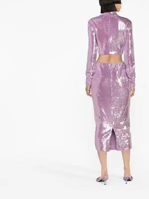 ROTATE BY BIRGER CHRISTENSEN Sequin-embellished Crop Top