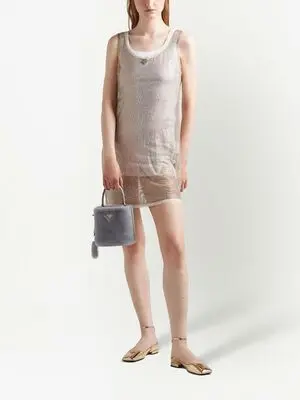 Prada Mini Shearling Panier Tote - Grey