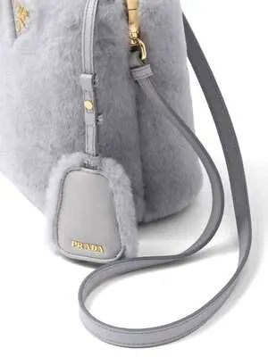 Prada Mini Shearling Panier Tote - Grey