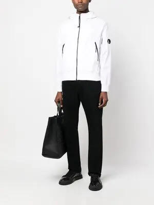 C.P. COMPANY Hooded Zip-up Jacket With Logo Detail - White