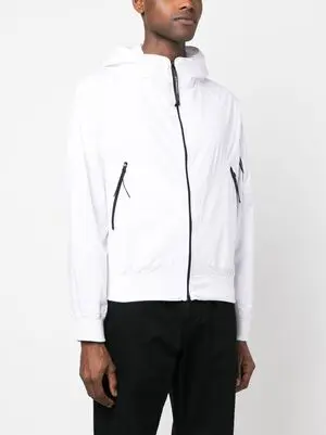 C.P. COMPANY Hooded Zip-up Jacket With Logo Detail - White