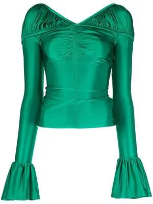 Rabanne Flounce-sleeved Draped Top