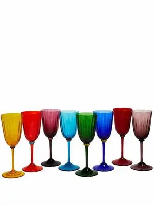La DoubleJ Rainbow Set Of 8 Wine Glasses - Blue