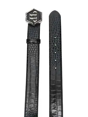 Philipp Plein Hexagon Logo-buckle Leather Belt - Black