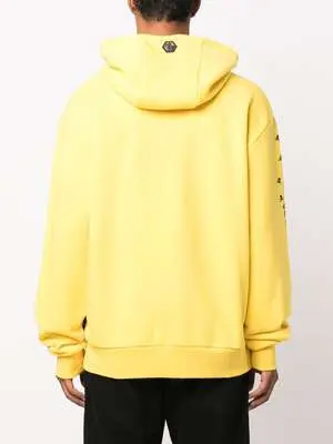 Philipp Plein Skull And Bones Cotton Hoodie - Yellow