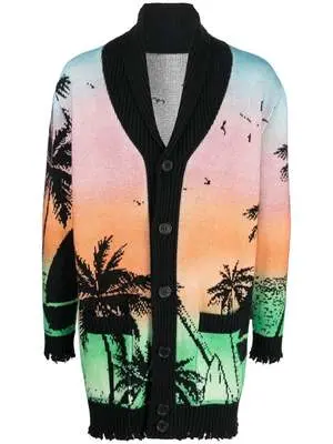 Philipp Plein Hawaii-print Button-up Cardigan - Pink