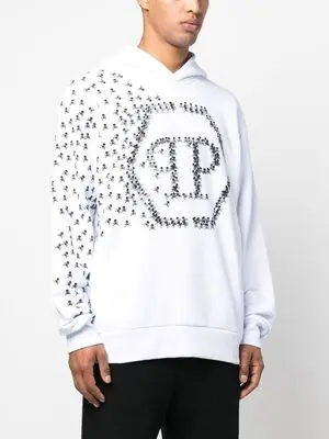Philipp Plein Skull And Bones Cotton Hoodie - White