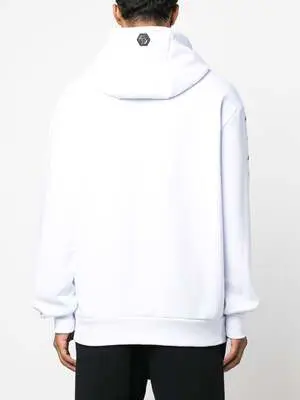 Philipp Plein Skull And Bones Cotton Hoodie - White