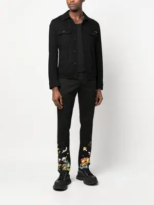 Philipp Plein Paint-splatter Effect Chinos - Black