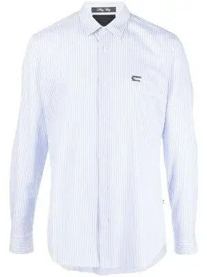 Philipp Plein Graphic-print Striped Shirt - Blue