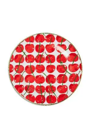 La DoubleJ Cherries Avorio-print Dessert Plates