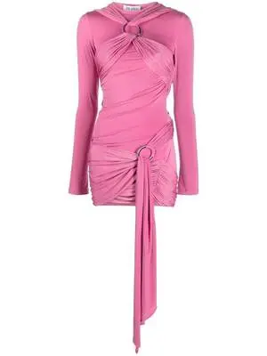 Attico Draped Long-sleeve Minidress