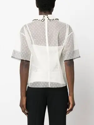 Red Valentino Crystal-embellished Silk Blouse