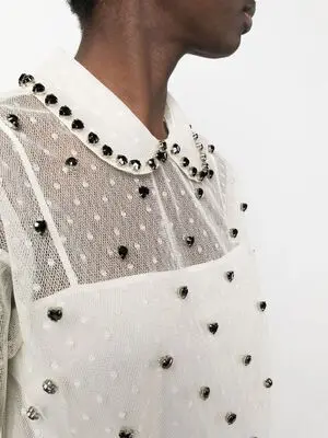 Red Valentino Crystal-embellished Silk Blouse