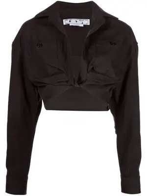 Off-White Twisted Cropped Shirt - Grey