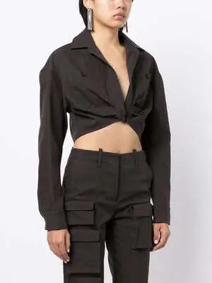 Off-White Twisted Cropped Shirt - Grey