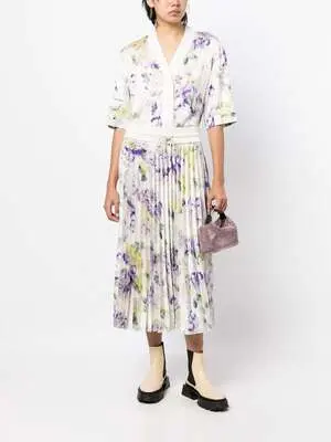 Off-White Drawstring Pleated Skirt