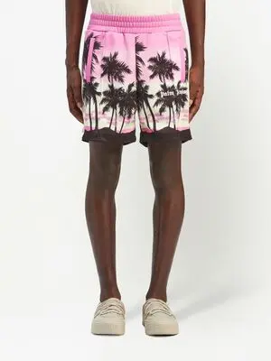 Palm Angels Sunset-print Striped Track Shorts