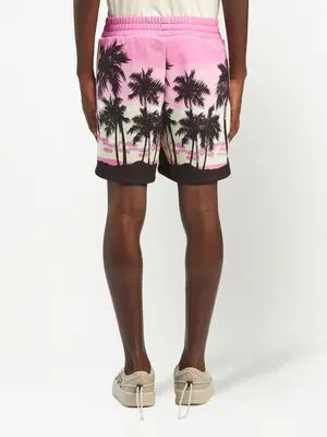 Palm Angels Sunset-print Striped Track Shorts
